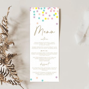 Star Menu Template Pastel Stars Menu Shooting Star Twinkle Little Star ...