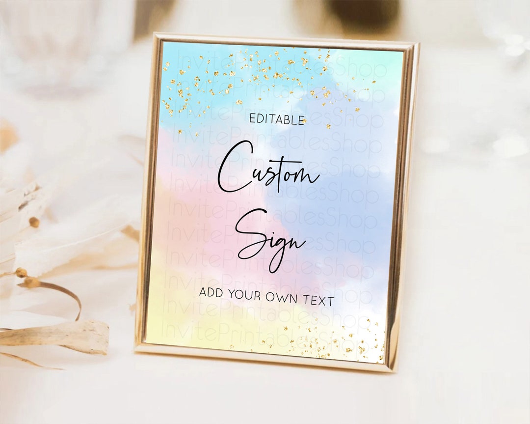 Pastel Sign Ombre Table Sign Decor Pastel Ombre Rainbow Watercolor ...