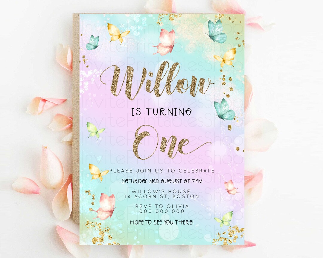 Pastel Butterfly Birthday Invitation Butterfly Birthday Invitation ...