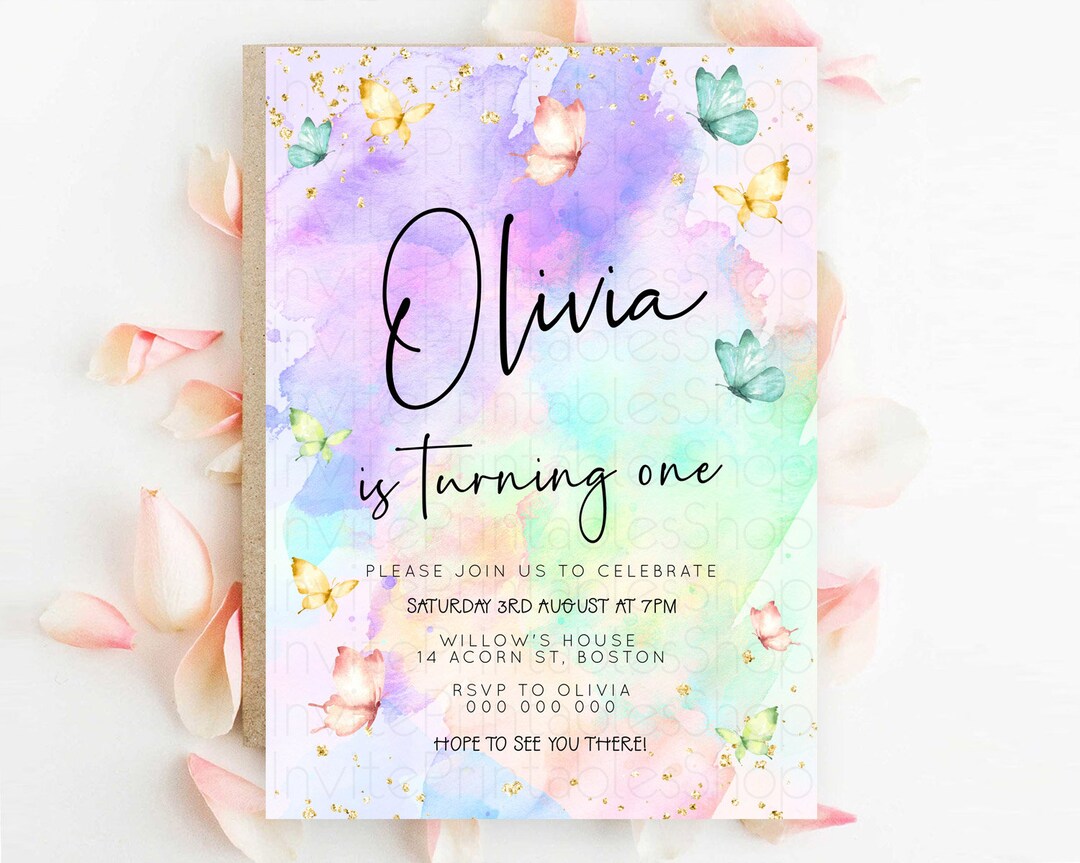 Pastel Butterfly Birthday Invitation Butterfly Birthday - Etsy