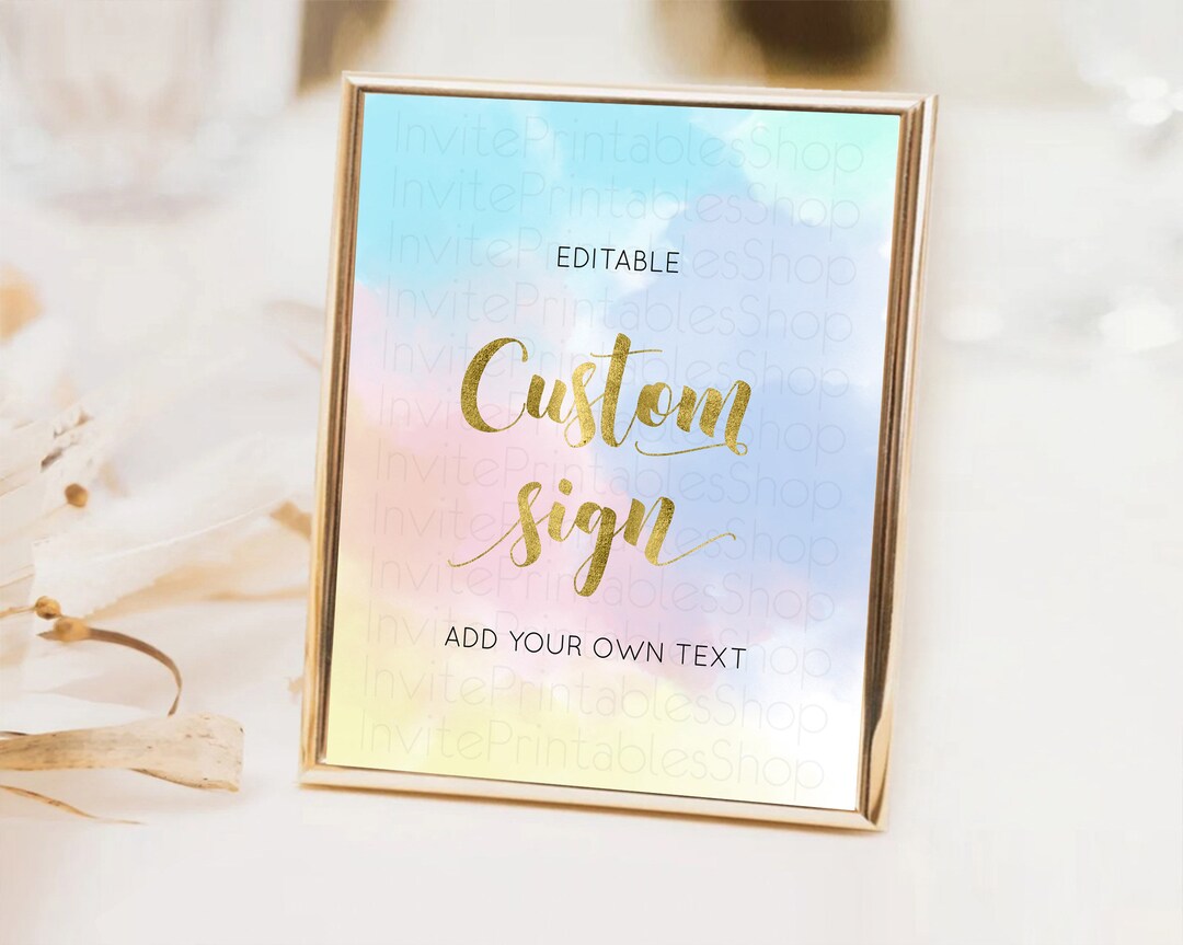 Pastel Sign Ombre Table Sign Decor Pastel Ombre Rainbow Watercolor ...