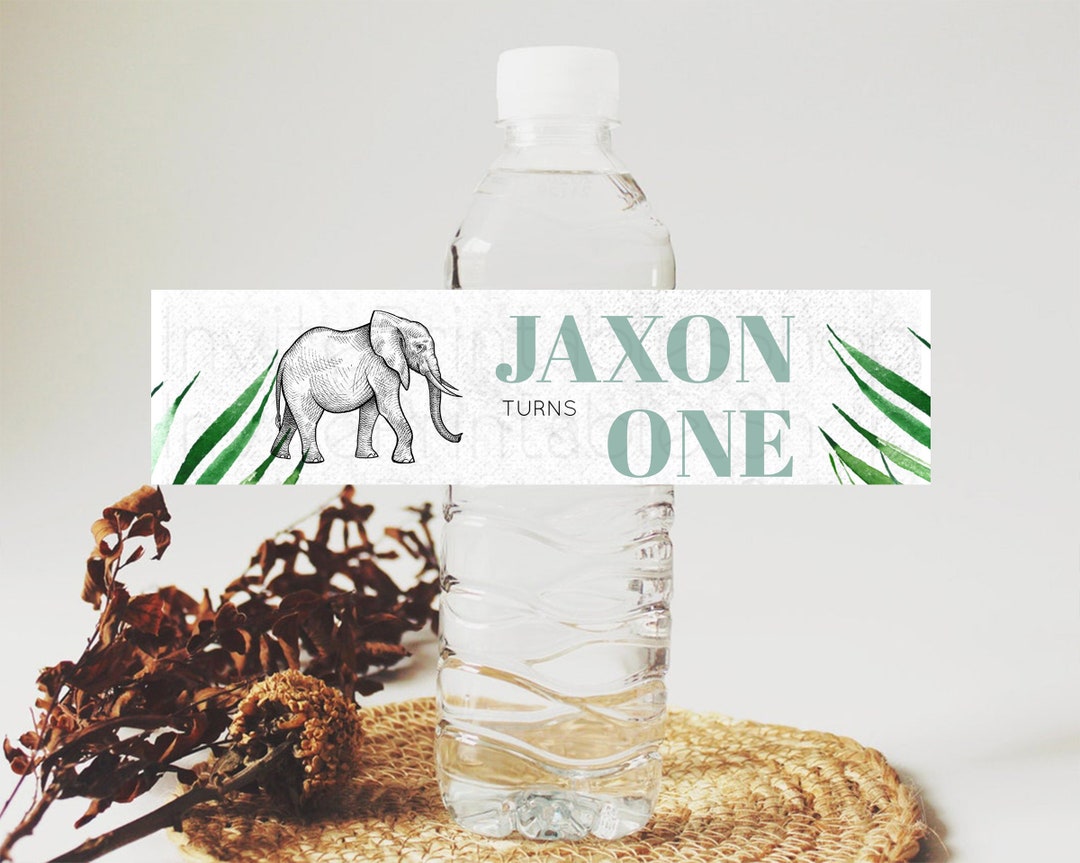 Elephant Water Label Template Elephant Safari Adventure Party Decor ...