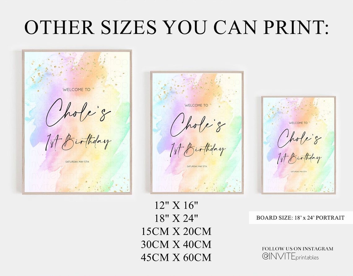 Rainbow Welcome Sign Pastel Watercolor Welcome Board Gold - Etsy