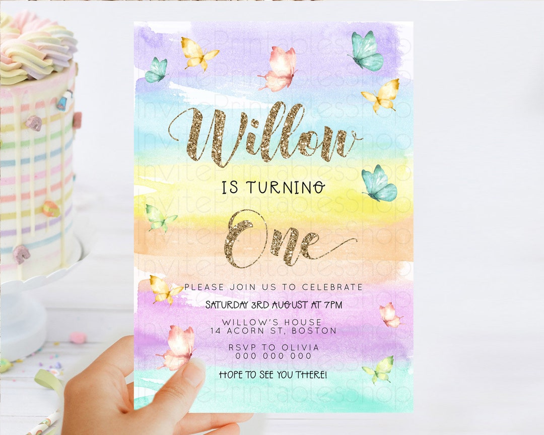 Pastel Butterfly Birthday Invitation Butterfly Birthday - Etsy