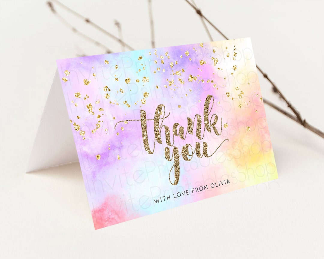 Pastel Thank You Rainbow Thank You Card Colorful Pastel Birthday Thank ...