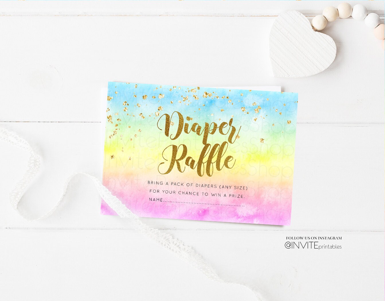 Paper & Party Supplies Rainbow Diaper Raffle Pastel Rainbow Diaper ...