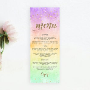 Pastel Menu Pastel Rainbow Menu Template Colorful Pastel Table Decor ...