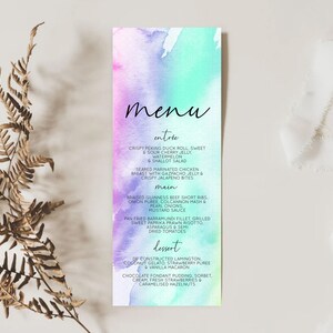 Pastel Menu Pastel Rainbow Menu Template Colorful Pastel Table Decor ...
