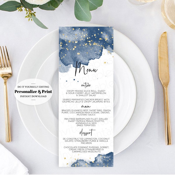 Watercolor Wedding Menu - Etsy