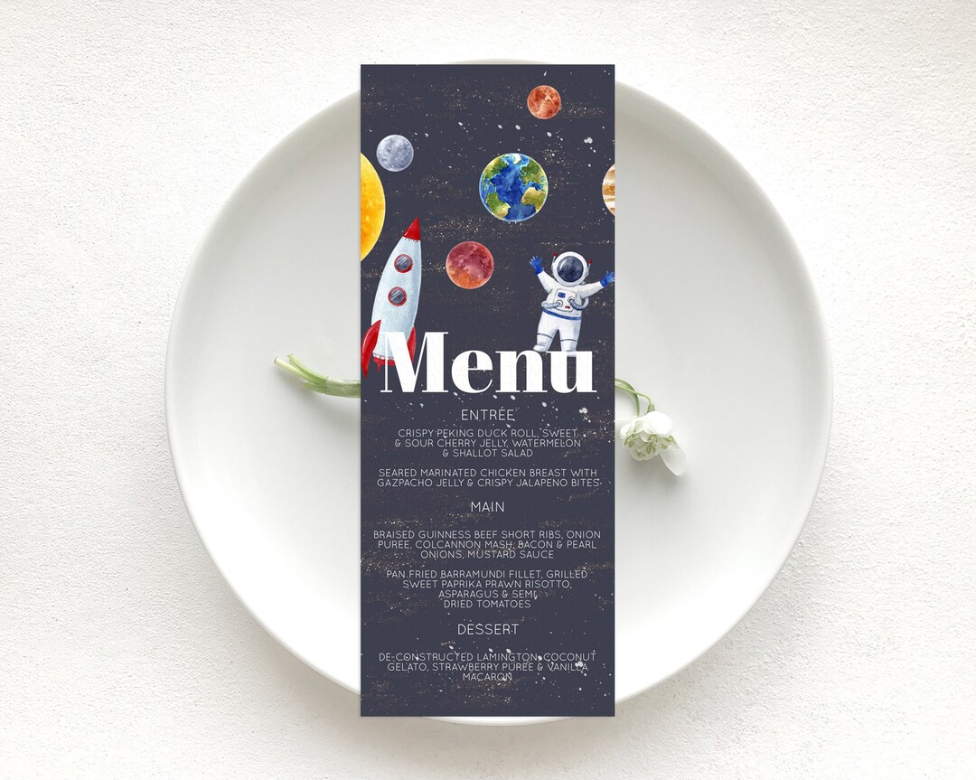 Space Menu Space Menu Template First Trip Around the Sun Table Decor ...