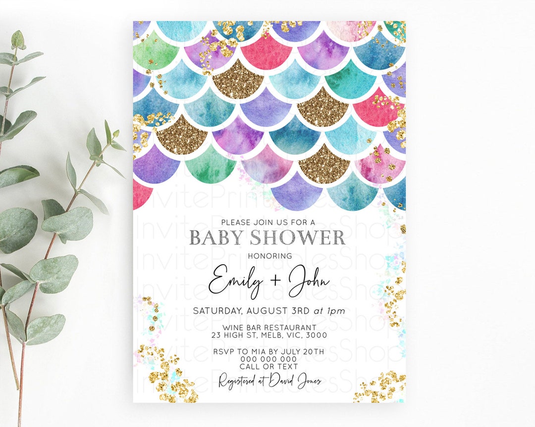 Rainbow Fish Baby Shower Invitation Rainbow Sea Baby Shower Invitation ...