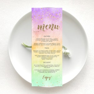 Pastel Menu Pastel Rainbow Menu Template Colorful Pastel Table Decor ...