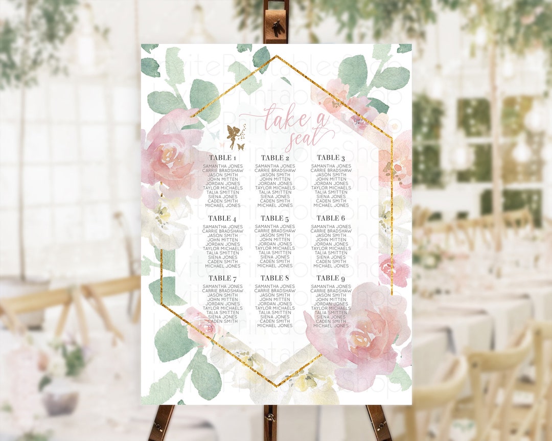 Fairy Seating Chart Pastel Fairy Seating Chart Fairy Tea Party Fairy ...
