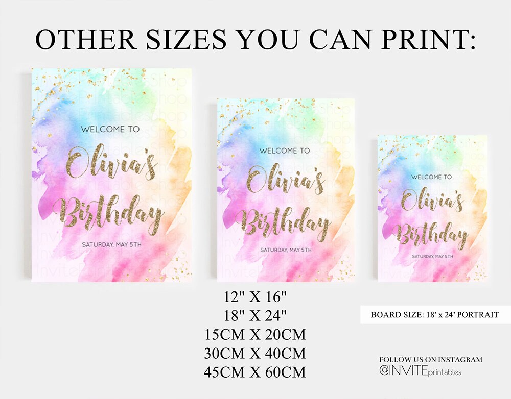 Rainbow Welcome Sign Pastel Watercolor Welcome Board Gold - Etsy