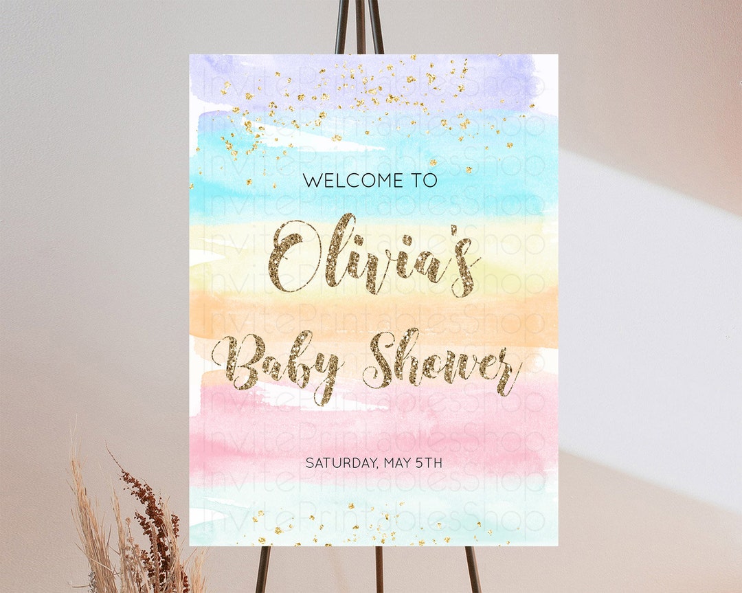 Pastel Baby Shower Welcome Sign Pastel Rainbow Welcome Sign - Etsy