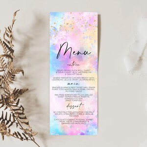 Pastel Menu Pastel Rainbow Menu Template Colorful Pastel Table Decor ...