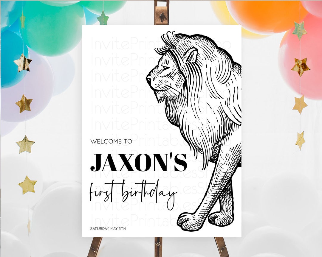 Lion Welcome Sign Lion Welcome Board Lion Party Welcome Poster Dried ...