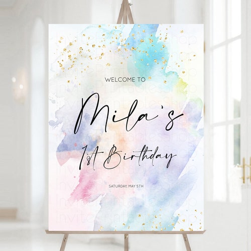 Rainbow Welcome Sign Pastel Welcome Sign Pastel Ombre 1st | Etsy