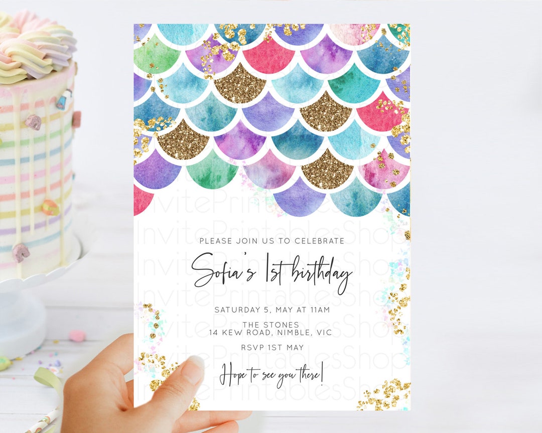 Rainbow Fish Invitation Rainbow Fish Birthday Invitation Watercolor ...