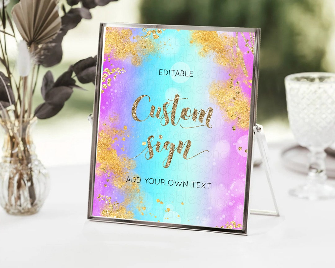 Pastel Sign Ombre Table Sign Decor Pastel Ombre Rainbow Watercolor ...
