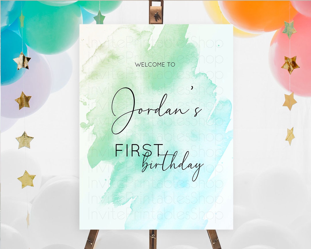Green Welcome Sign Green Watercolor Welcome Board Pastel Green Party ...