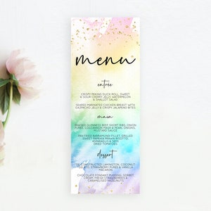 Pastel Menu Pastel Rainbow Menu Template Colorful Pastel Table Decor ...