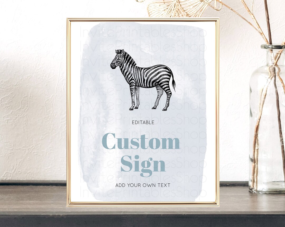 Zebra Sign Zebra Table Sign Decor Zebra Party Sign Template Safari ...