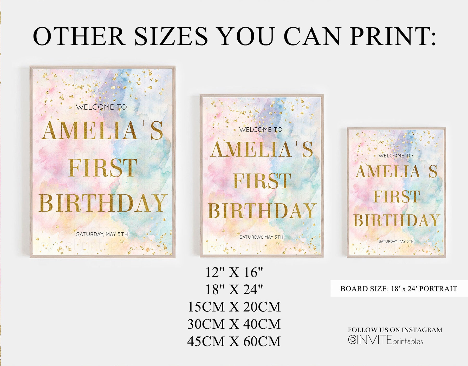 Rainbow Welcome Board Watercolor Pastel Welcome Sign Colorful - Etsy