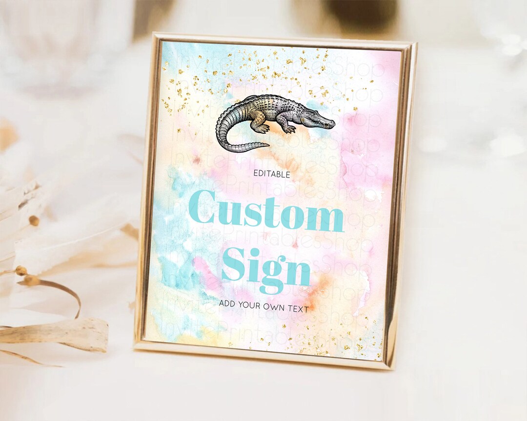Pastel Croc Gator Sign Swap Table Sign Decor Rainbow Watercolor Croc ...