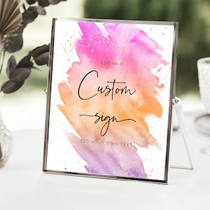 Pastel Sign Ombre Table Sign Decor Pastel Ombre Rainbow Watercolor ...