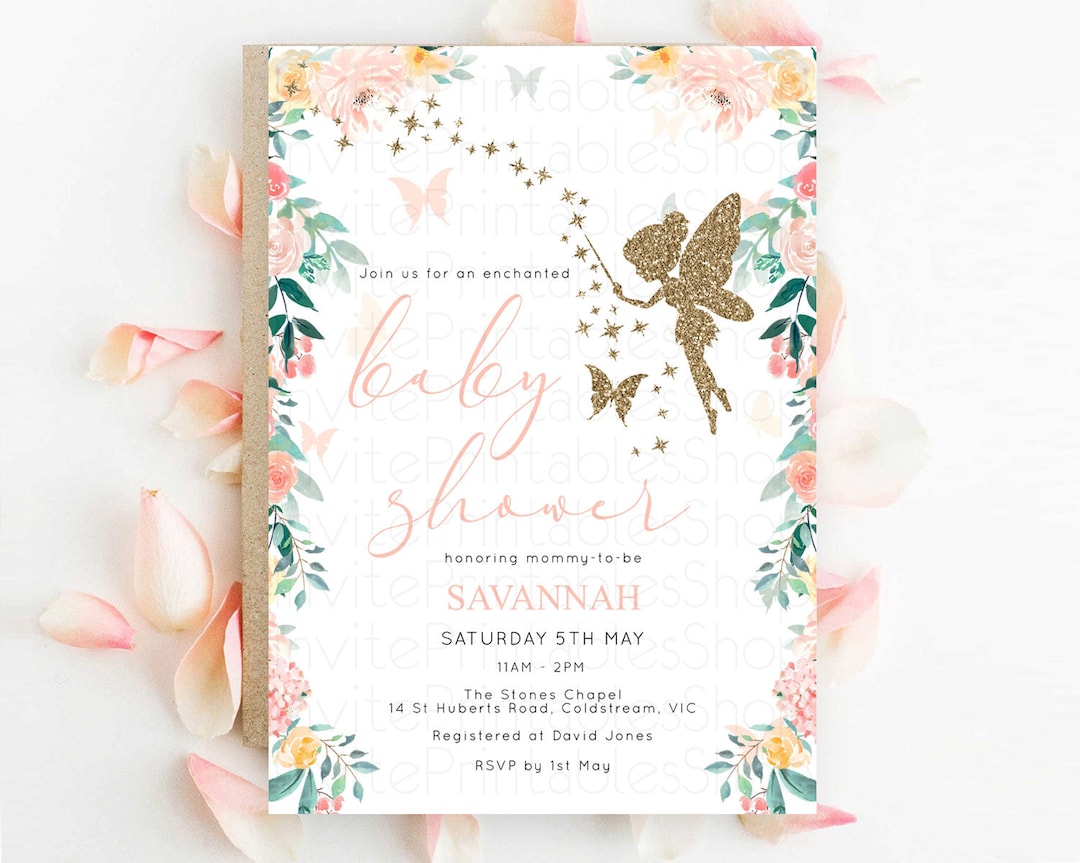 Fairy Baby Shower Invitation Pastel Fairy Invites Fairy Tea Party Fairy ...