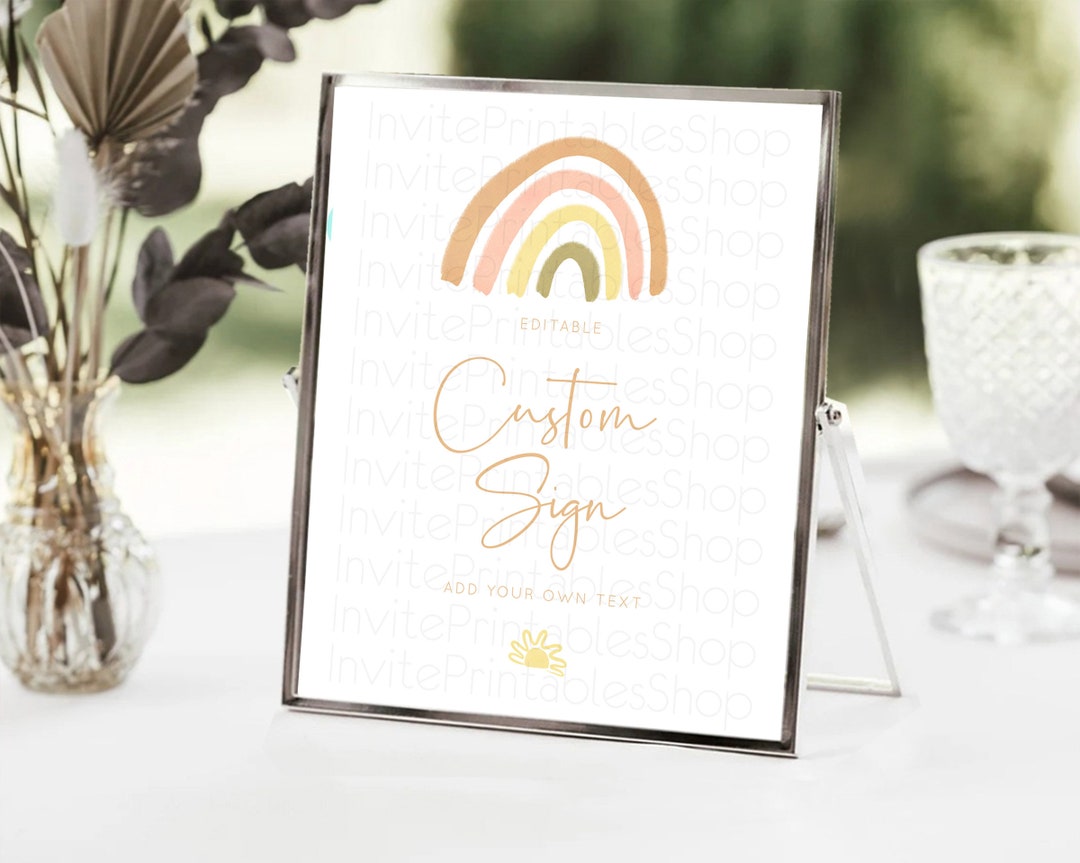 Pastel Rainbow Sign Rainbow Table Sign Decor Boho Colorful Rainbow ...