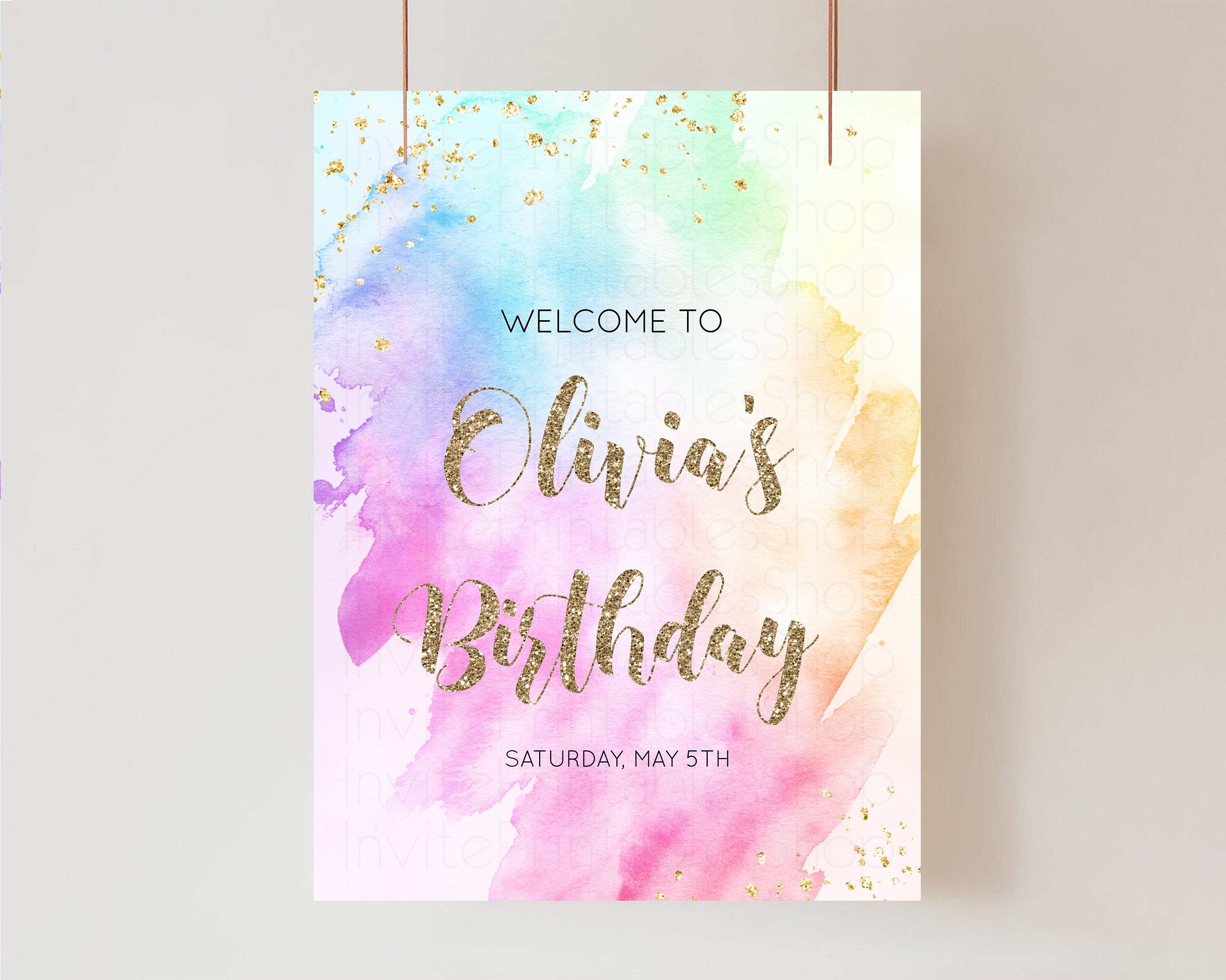 Rainbow Welcome Sign Pastel 1st Birthday Sign Ombre Watercolor - Etsy