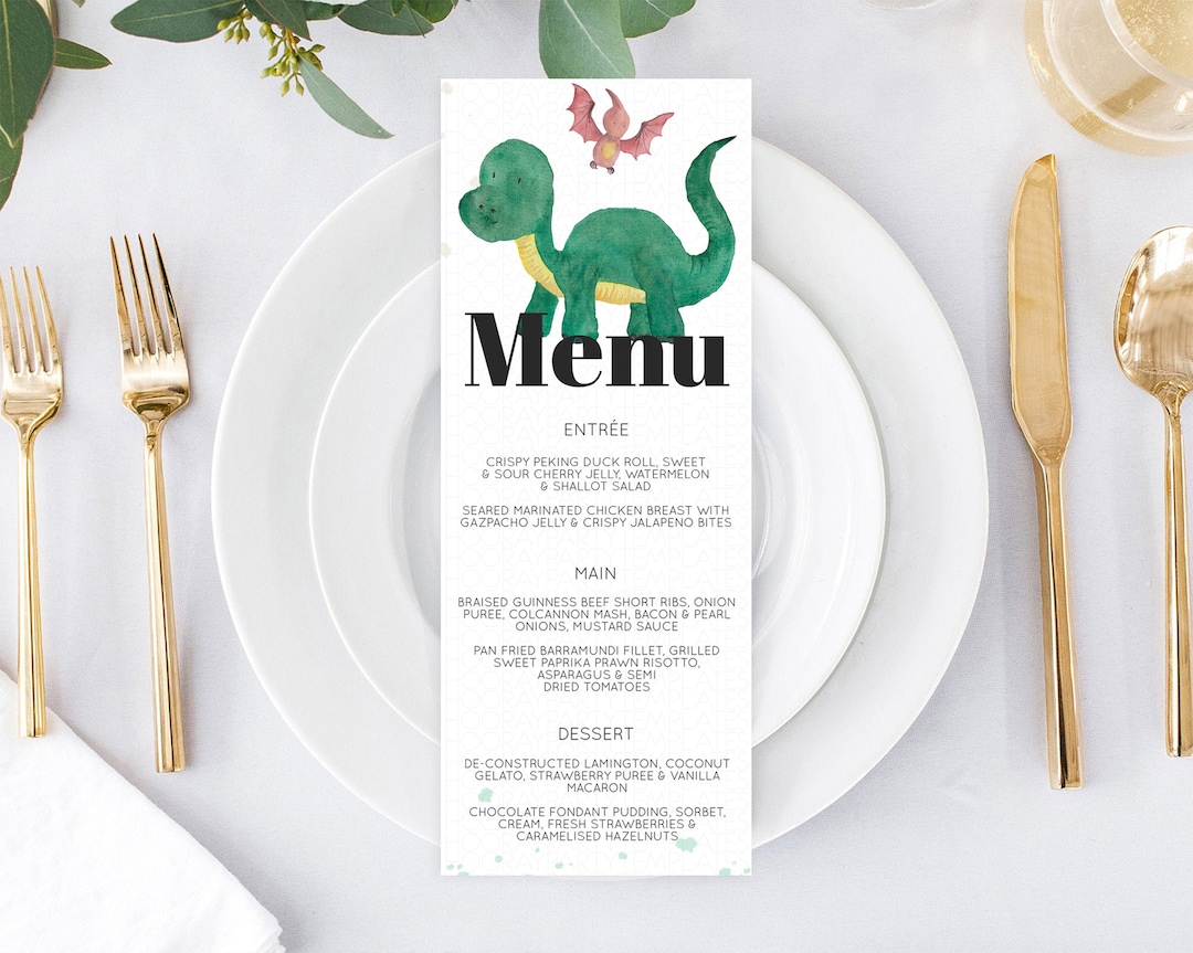 Dinosaur Menu Dinosaur Volcano Menu Template Dinosaur Table Decor ...
