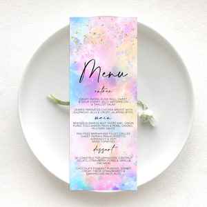 Pastel Menu Pastel Rainbow Menu Template Colorful Pastel Table Decor ...