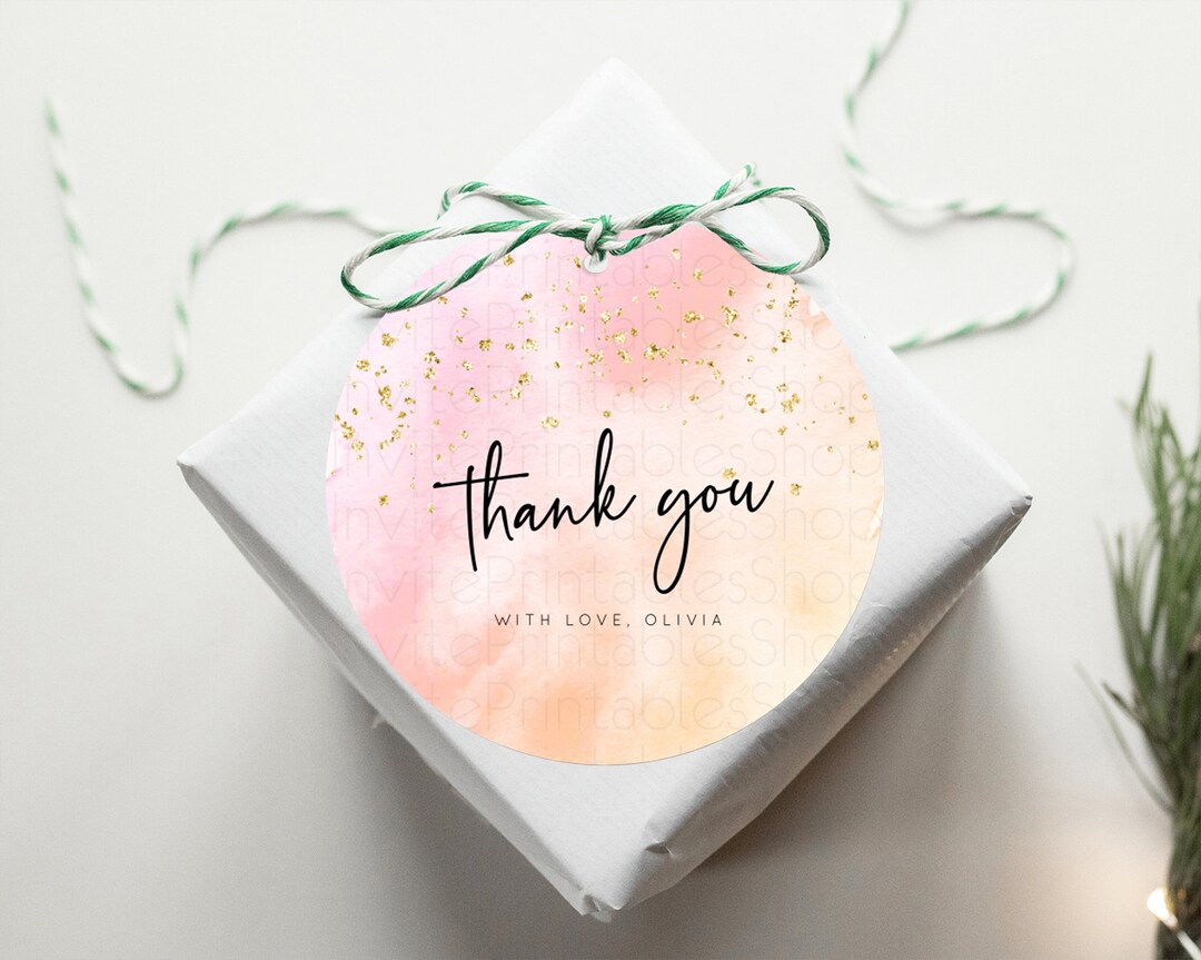 Pink Thank You Tags Pink Watercolor Thank You Gift Tags Pastel Pink ...