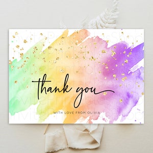 Pastel Thank You Rainbow Thank You Card Colorful Pastel Birthday Thank ...