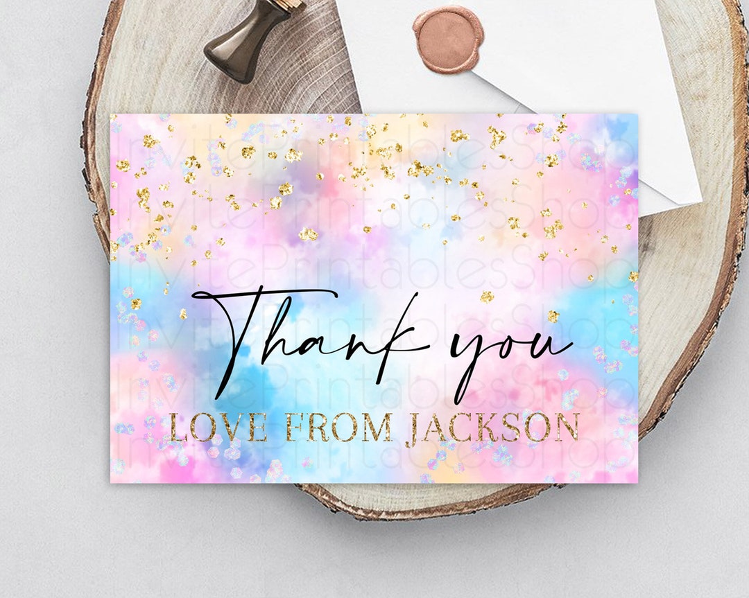 Pastel Thank You Rainbow Thank You Card Colorful Pastel Birthday Thank ...