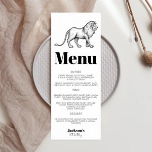 Lion Menu Lion Menu Template Lion Party Table Decor Safari Adventure ...