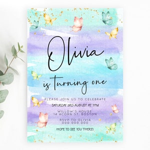 Pastel Butterfly Birthday Invitation Butterfly Birthday Invitation ...
