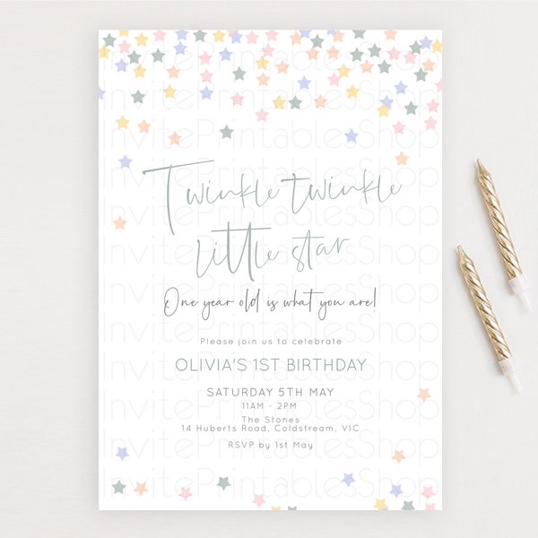 Rainbow Shooting Star Birthday Invitation - Etsy