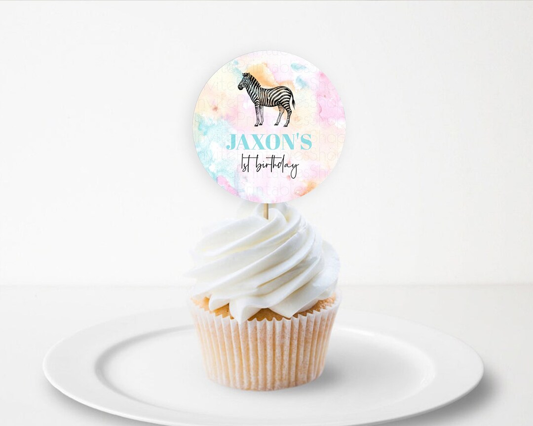 Pastel Zebra Cupcake Toppers Colorful Zebra Cupcake Zebra Pastel ...