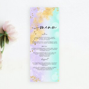 Pastel Menu Pastel Rainbow Menu Template Colorful Pastel Table Decor ...