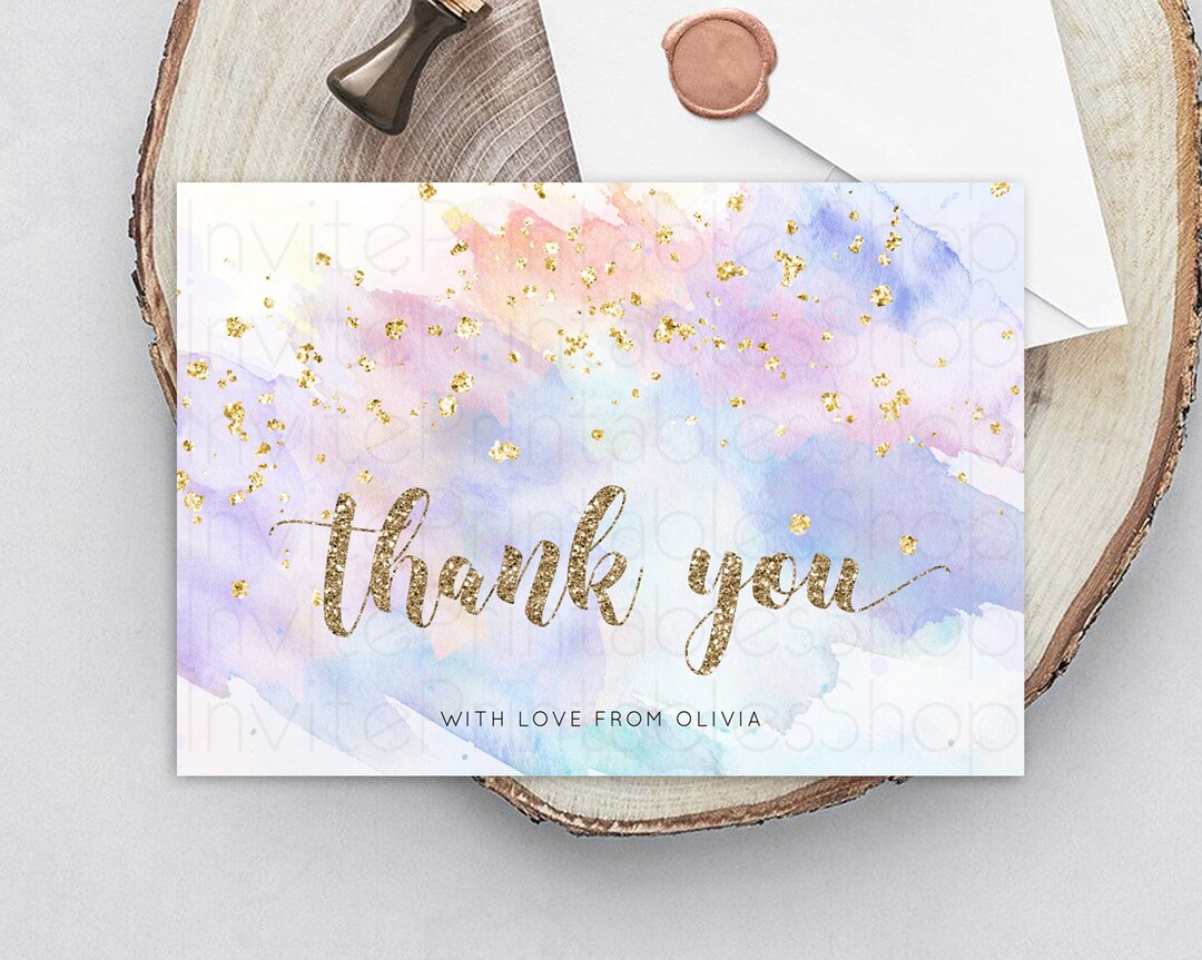 Pastel Thank You Rainbow Thank You Card Colorful Pastel Birthday Thank ...