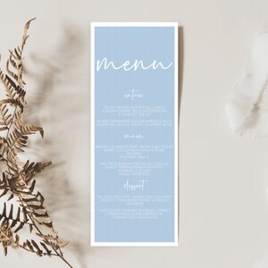 Blue Menu Pastel Blue Menu Template Blue Minimalist Table Decor Modern ...