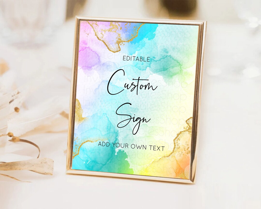 Pastel Sign Ombre Table Sign Decor Pastel Ombre Rainbow Watercolor ...