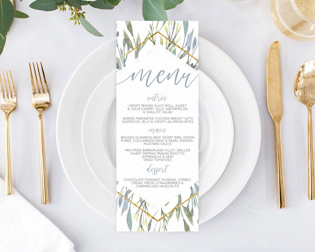 Leafy Menu Green Leaf Menu Template Eucalyptus Fern Leaves Decor ...