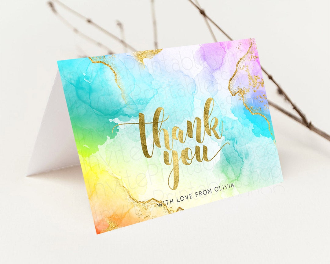 Pastel Thank You Rainbow Thank You Card Colorful Pastel Birthday Thank ...