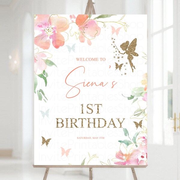 Fairy 1st Birthday Welcome Sign - Etsy
