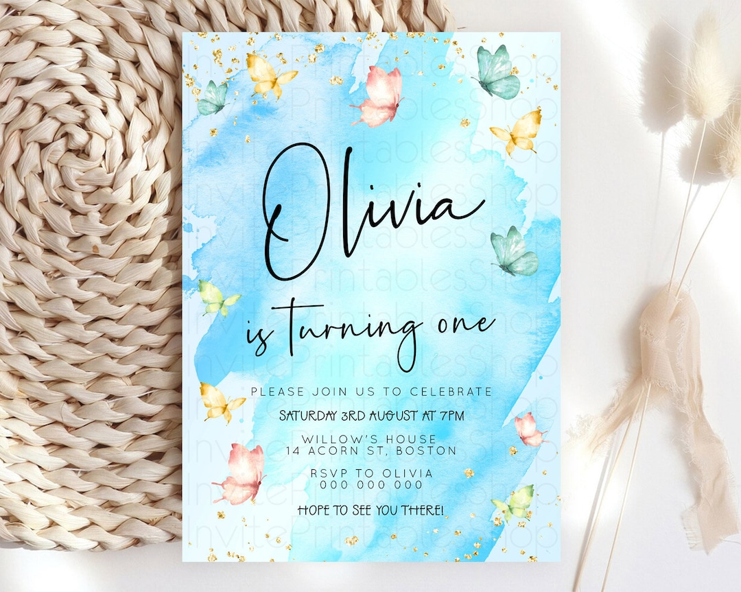 Pastel Butterfly Birthday Invitation Butterfly Birthday Invitation ...